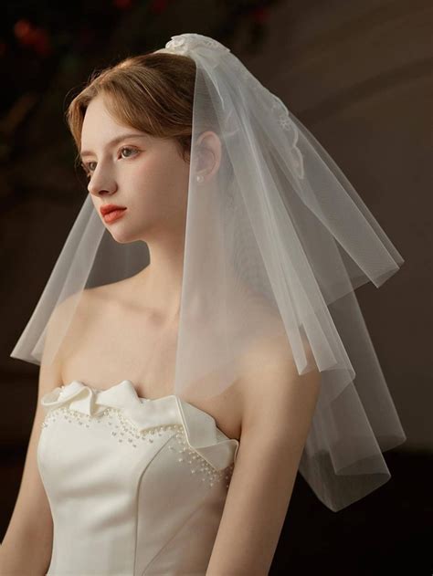 Bow Decor Bridal Veil Shein Uk