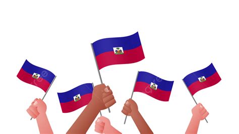 Hands Holding Haitian Flag And Celebrating Simple Vector Illustration