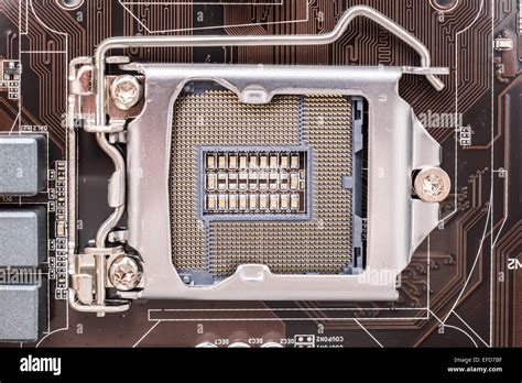 CPU Socket On Computer Motherboard Stock Photo Alamy