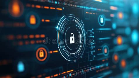 Protecting Digital Data Cybersecurity Lock Secures Computer Screen Ensuring Privacy And