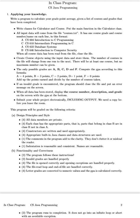 Solved In Class Program Cs Java Programming 1 Applying