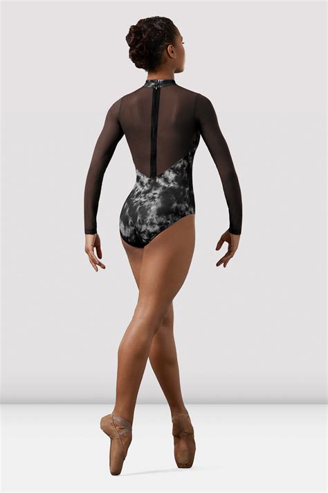 Ladies Mirella Watercolor Mesh Long Sleeve Leotard Black Bloch Dance Us