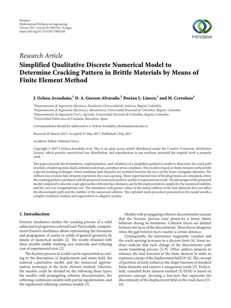 Pdf Simplified Qualitative Discrete Numerical Model To Determine Cracking Pattern In Brittle