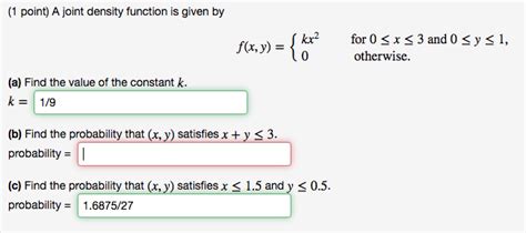 Solved Point A Joint Density Function Is Given By For Chegg