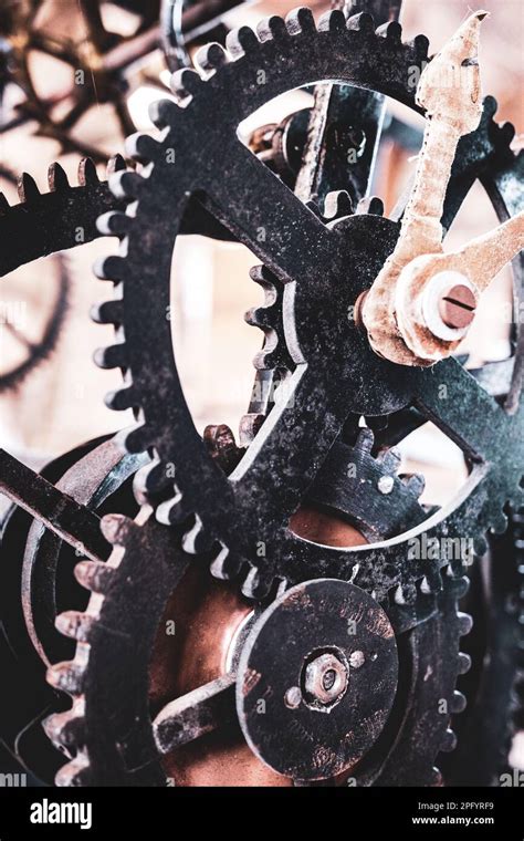 Historic Church Tower Clock Cogs At Combe Mill Oxfordshire Stock Photo Alamy