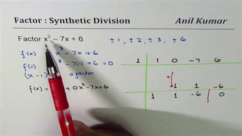 Factor X 3 7x 6 Using Synthetic Division And Factor Theorem Youtube