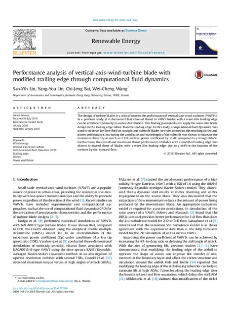 Pdf Performance Analysis Of Vertical Axis Wind Turbine Blade With Modified Trailing Edge