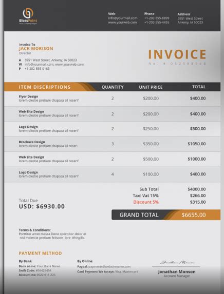 Professional Invoice Design 26 Samples Templates To Inspire You