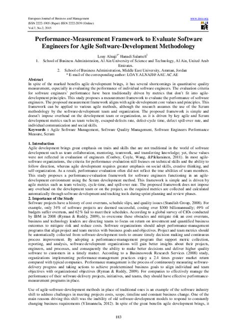 Pdf Performance Measurement Framework To Evaluate Software Engineers