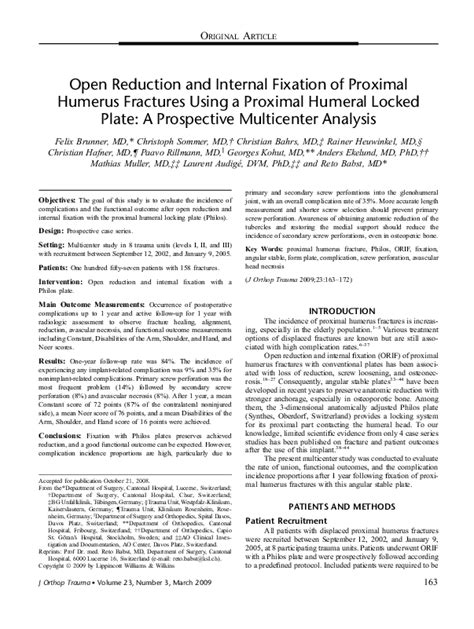 Pdf Open Reduction And Internal Fixation Of Proximal Humeral Fractures With Use Of The Locking