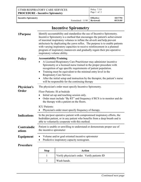 Incentive Spirometry