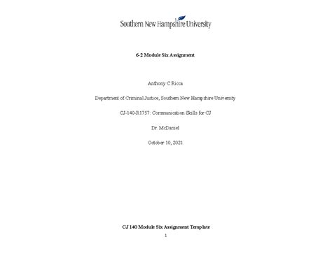 Cj140 Module Six Assignment 6 2 Module Six Assignment Anthony C Ricca Department Of Criminal