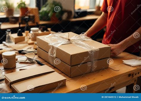 Precise Packaging Up Close Hands Skillfully Arrange And Prepare The