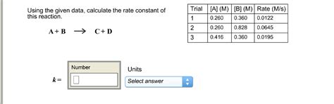 Solved Using The Given Data Calculate The Rate Constant Of Chegg Com