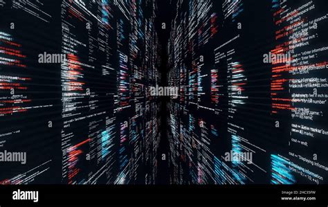 programming code flowing on black background with 3d effect seamless loop abstract