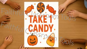 Take 1 Candy Halloween Sign Cute Printable Trick Or Treat Poster Decor