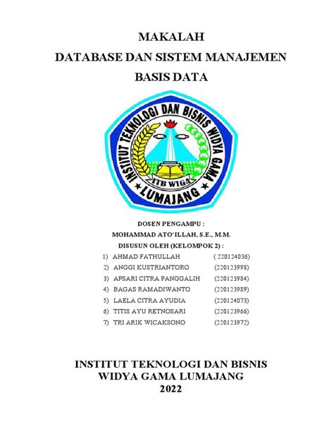 Makalah Database Sistem Manajemen Basic Data Pdf Komputer