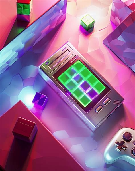 There Is A Cell Phone Sitting On A Table With A Game Controller Generative Ai Premium Ai