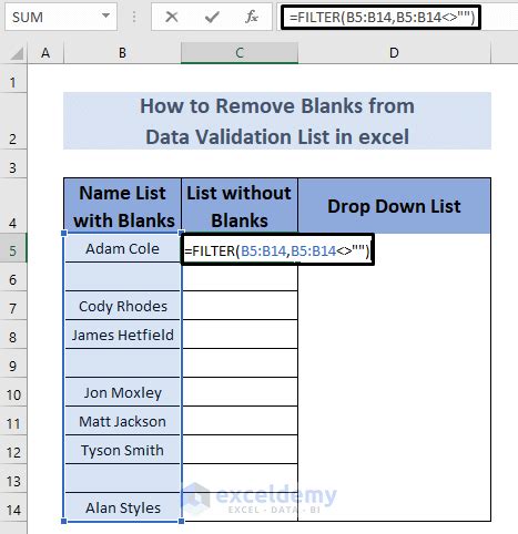 How To Remove Blanks From A Data Validation List In Excel Methods