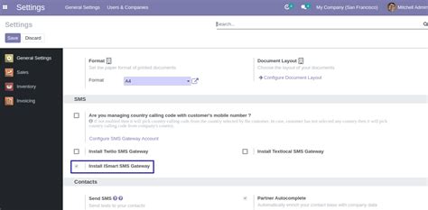 Odoo ISmart SMS Gateway WebKul