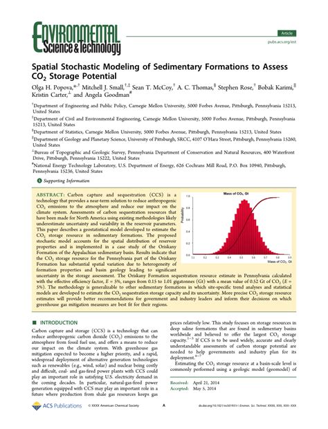 PDF Spatial Stochastic Modeling Of Sedimentary Formations To Assess CO Storage Potential