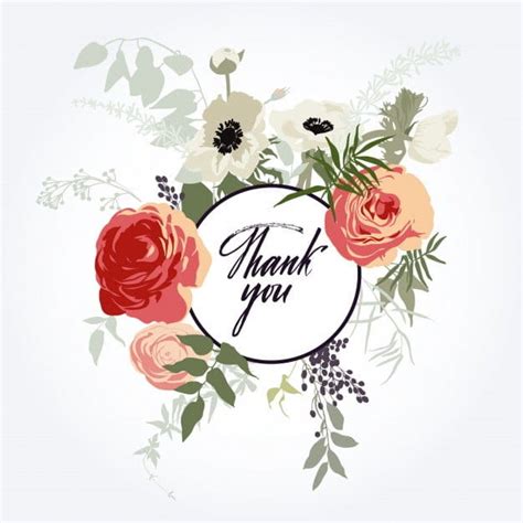 Flower Frame Thank You Card Eps Vector Uidownload