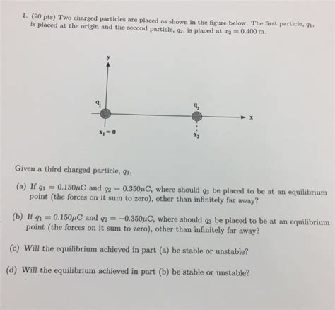 Solved Two Charged Particles Are Placed As Shown In The Chegg Com