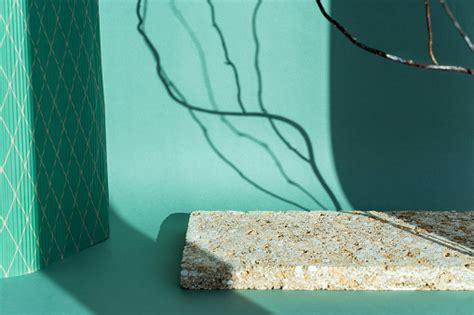 구성 빈 연단 재료 나무와 돌 제품 프레젠테이션 배경 베이지 그린 천연 소재에서 아름 다운 배경입니다 마케팅에 대한 스톡 사진 및 기타 이미지 Istock