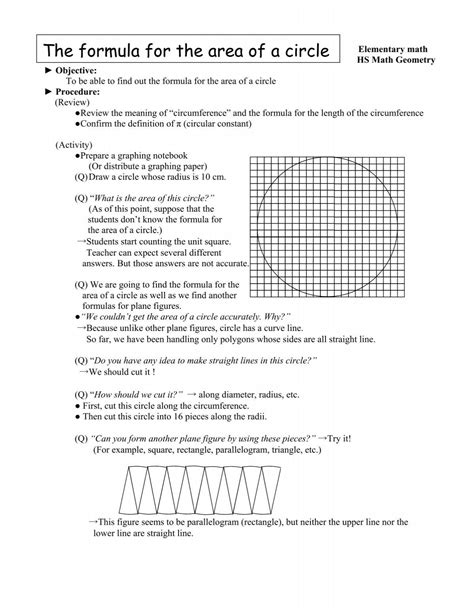 The Formula For The Area Of A Circle