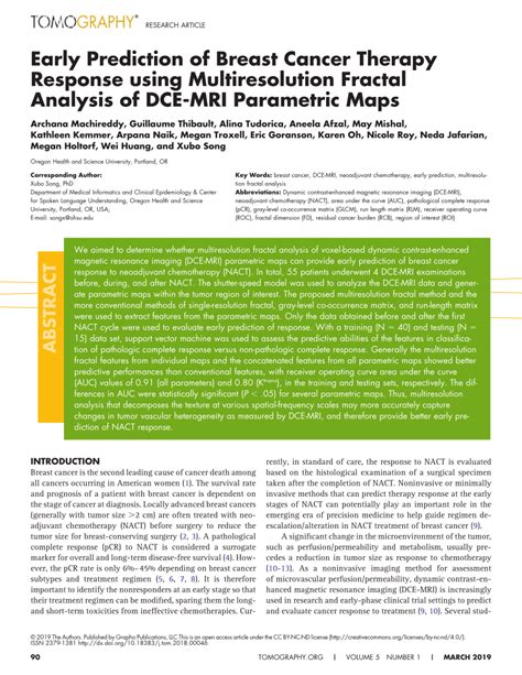 pdf early prediction of breast cancer therapy response using