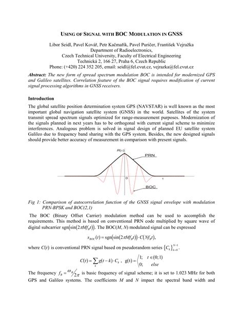 Pdf Using Of Signal With Boc Modulation In Gnss