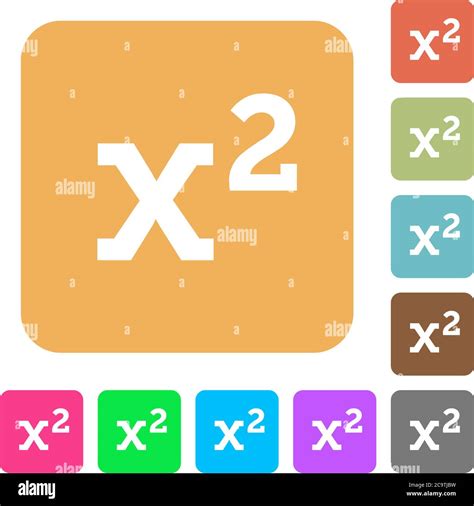 Math Exponentiation Flat Icons On Rounded Square Vivid Color
