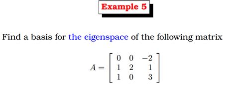 Solved Find A Basis For The Eigenspace Of The Following