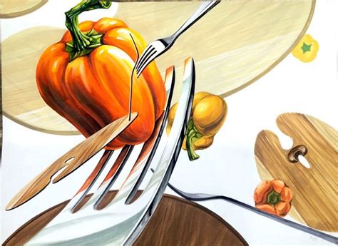 피망 포크 나무 파레트 기초디자인 Made By Brush 야채 그림 그림 미술 구도