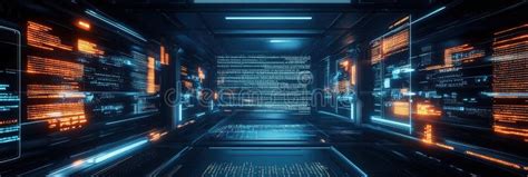 Digital Interface Displaying Code Within A Dark Futuristic Environment