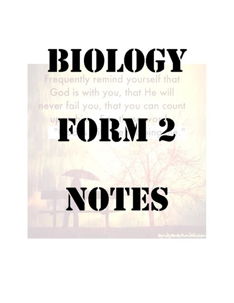 Biology Form 2 Notes Biology Form 2 Notes Movement Of Substances From