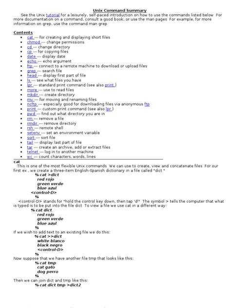 Tutorial Unix Command Summary Pdf Computer File File Transfer Protocol