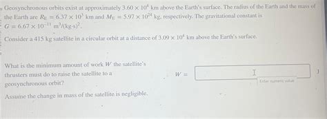 Geosynchronous Orbits Exist At Approximately Chegg Com