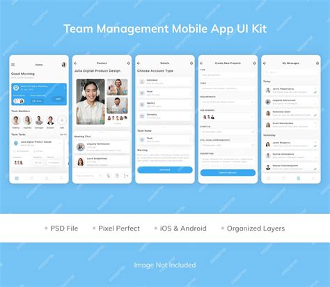 Premium Psd Team Management Mobile App Ui Kit