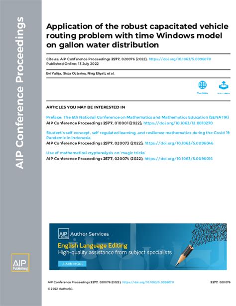Pdf Application Of The Robust Capacitated Vehicle Routing Problem With Time Windows Model On