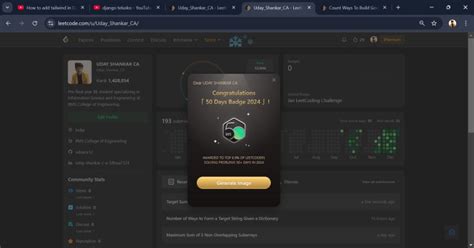 Uday Shankar C A On Linkedin Codingjourney Dsa Leetcode Milestones