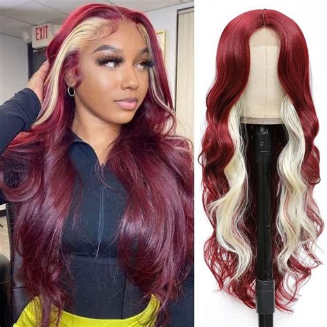 Clione 28 Skunk Stripe Lace Front Wig Long Synthetic Wigs For Black