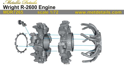 1 72 Wright R 2600 Twin Cyclone Engine 1 Piece