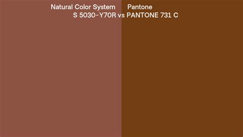 Natural Color System S 5030 Y70r Vs Pantone 731 C Side By Side Comparison