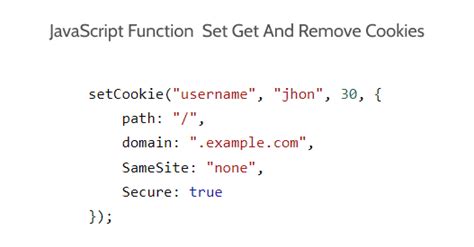 how to set get and remove cookies using javascript