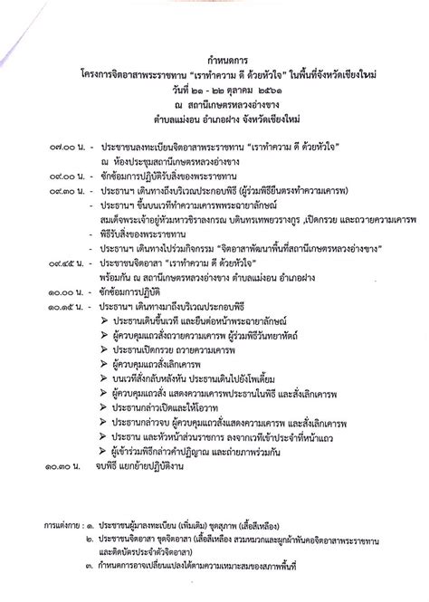 กำหนดการ โครงการจิตอาสาพระราชทาน กอ รมน จังหวัดเชียงใหม่
