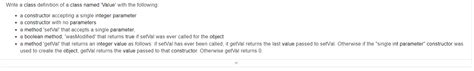 Solved Write A Class Definition Of A Class Named Value