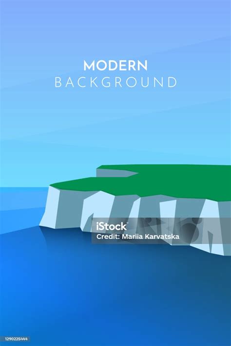 풍경 바다 벡터 일러스트레이션 플랫 스타일 자연 배경 화면은 미니멀 한 다각형 개념입니다 0명에 대한 스톡 벡터 아트 및 기타 이미지 Istock