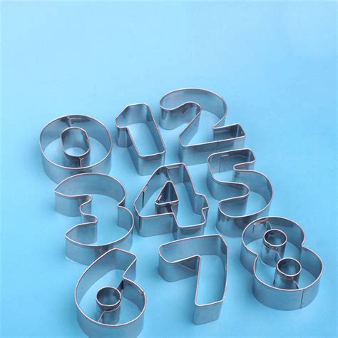 Badu Bg Форми за бисквитки 9pcs Комплект Пъзел Числа 0 9 Арабски цифри Симпатична форма за