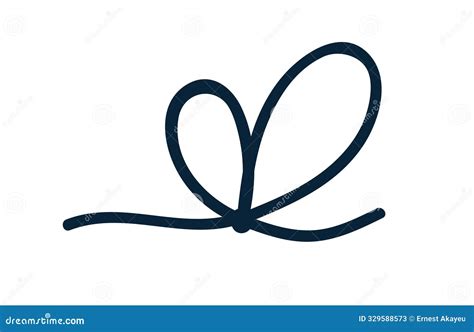 Bow Knot Tied String With Loops Simple Thin Cord Rope Twine Thread Line Stock Vector